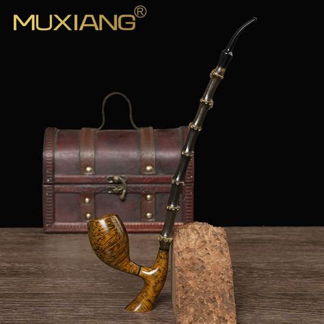 MUXIANG Briarwood Men S Knight Pipe Handmade Long Handle Bamboo Reading