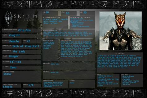 Skyrim Character Sheet By Coop On DeviantArt