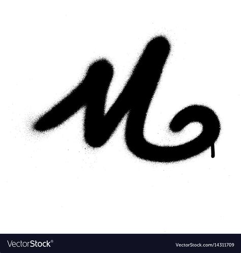 Sprayed M Font Graffiti With Leak In Black Vector Image