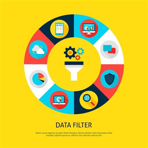 Premium Vector Data Filter Concept Vector Illustration Of Database Infographics Circle With