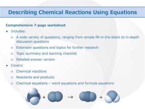 Free Describing Chemical Reactions Worksheet Download Free Describing