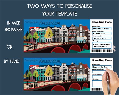 Amsterdam Boarding Pass Template Surprise Trip Reveal Etsy