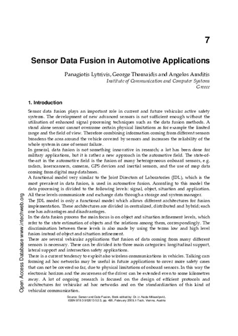 Pdf Sensor Data Fusion In Automotive Applications