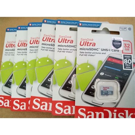 Jual MEMORY CARD MICRO SD 32 GB MMC SANDISK ULTRA MEMORY 32GB CLASS 10 80MBPS A1 98MBPS ORIGINAL