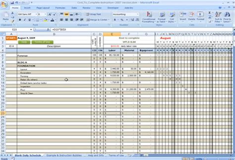 Construction Cost To Complete Using Excel Construction Office Online Templates