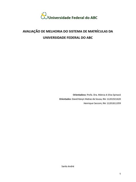 Avaliação De Melhoria Do Sistema De Matrículas Da Universidade Federal