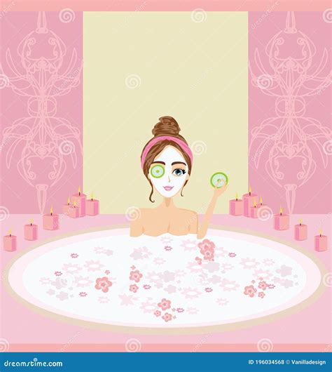 Beautiful Young Woman Enjoying In Spa Stock Vector Illustration Of