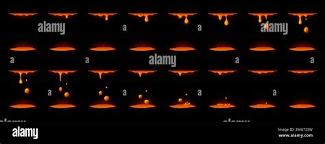 Falling Liquid Lava Drops Animation Sprite Sheet For 2d Game Hot