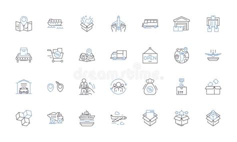 Procurement Process Line Icons Collection Sourcing Negotiation