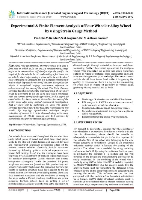 Pdf Irjet Experimental And Finite Element Analysis Of Four Wheeler