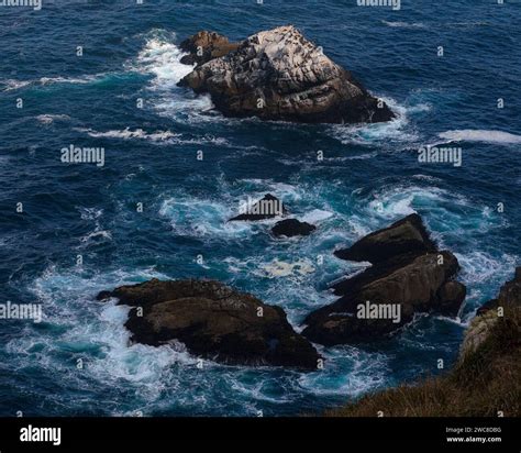 Turquoise Surf And Dramatic Coastal Rocks At Point Reyes National Seashore In California Stock
