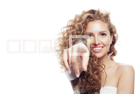 Young Happy Woman Pointing Finger And Voting Isolated On White