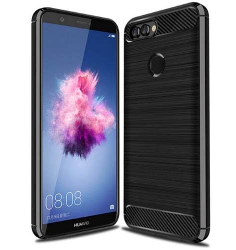Sdtek Case For Huawei P Smart Carbon Fibre Silicone Cover Shockproof Black