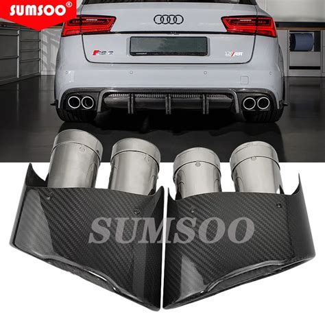 L And R 리얼 Ak 카본 머플러 엔드 팁 자동차 테일 스로트 배기 파이프 아우디 Rs3 Rs4 Rs5 Rs6 Rs7 개조 1 쌍 Aliexpress