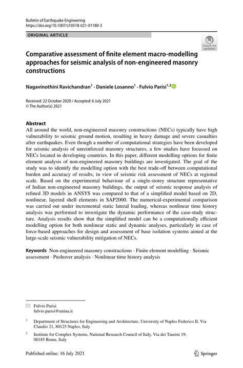 Pdf Comparative Assessment Of Finite Element Macro Modelling