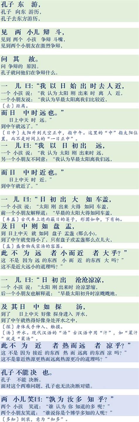 小學古文翻譯兩小兒辯日 每日頭條