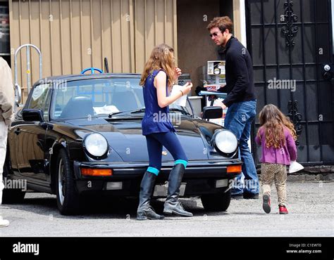 Dylan Mcdermott Leaving A Restaurant After Having Lunch With His Daughters Colette And Charlotte