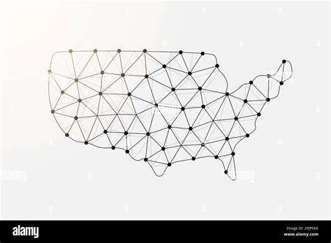Usa Low Poly Symbol With Connected Dots United States Of America
