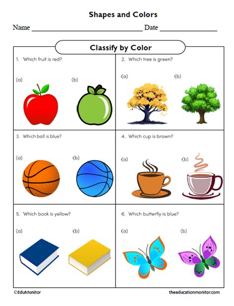 Classify By Color Kindergarten Science Worksheet Edumonitor Science