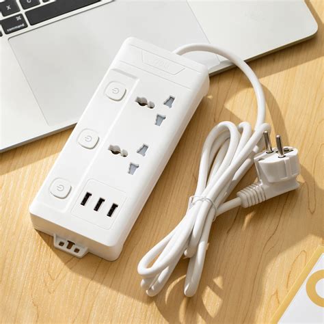 Deli 2m Universal Extension Socket Power Socket Independent Switch Usb Charger Socket Extension