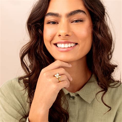 Pierścionek Złoty Motyl Z Emalią