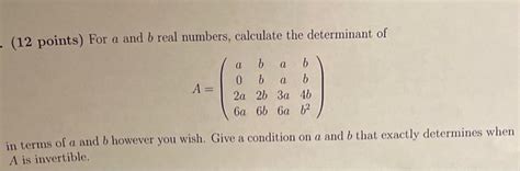 solved 12 points for a and b real numbers calculate the