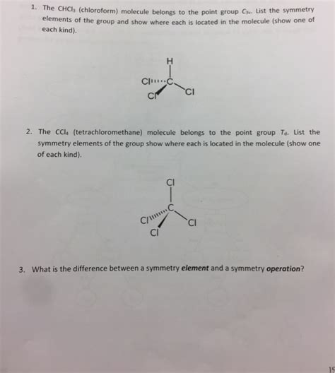 solved the chcl 3 chloroform molecule belongs to the point