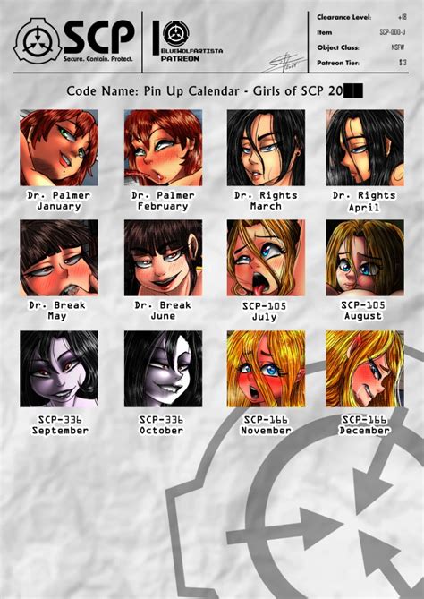 Scp 000 J A Girls Of Scp Pin Up Calendar Nsfw By Bluewolfartista On