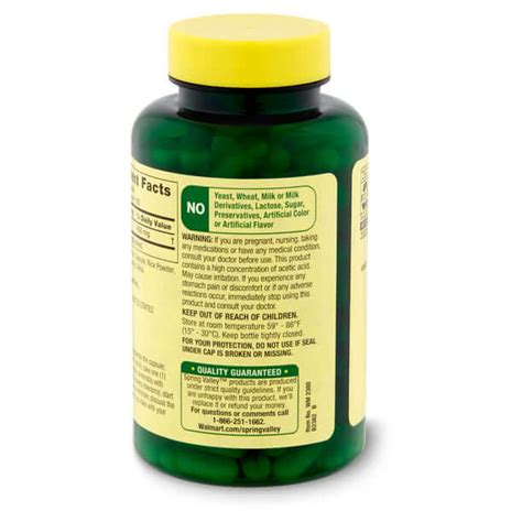 Spring Valley Apple Cider Vinegar Capsules 450mg 100 Count Wellness Pro