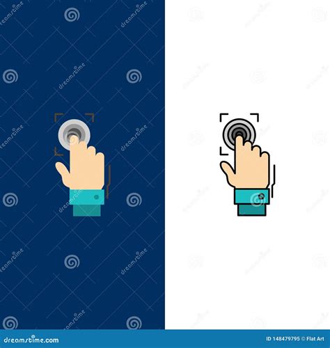 Fingerprint Identity Recognition Scan Scanner Scanning Icons Flat And Line Filled Icon Set
