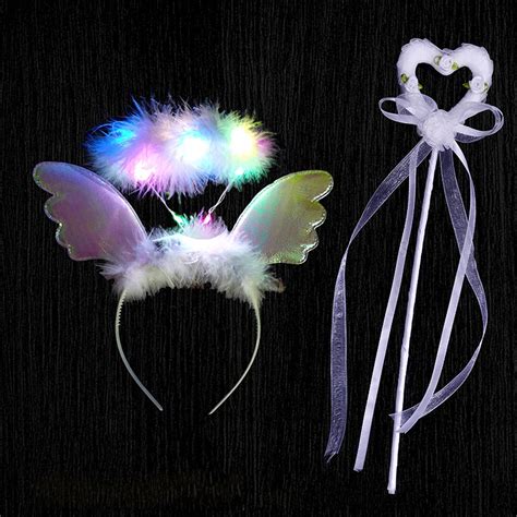 Buy Led Light Up White Angle Style Costume Feather Angel Wings With