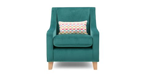 Kian Velvet Accent Chair With Pattern Bolster Dfs
