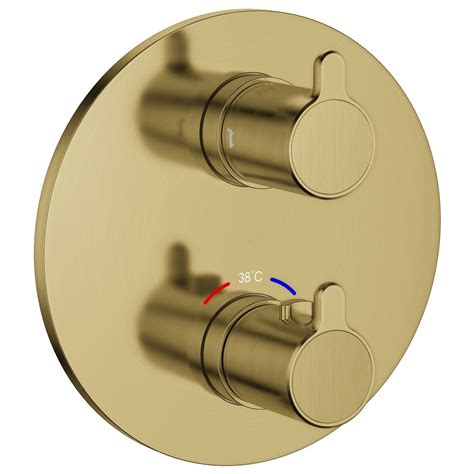 Flova Moonlight Round Smartbox Shower Finishing Set Brushed Brass