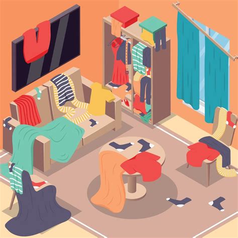 Messy Room Isometric Background Vector Art At Vecteezy