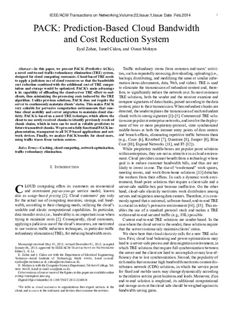 Pdf Pack Prediction Based Cloud Bandwidth And Cost Reduction System