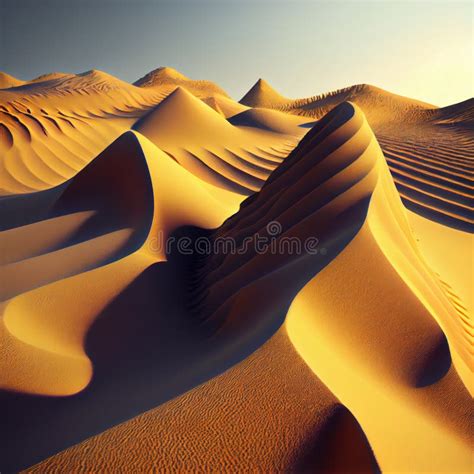 Fondo Abstracto De Las Dunas De Arena Amarilla Del Desierto Stock De