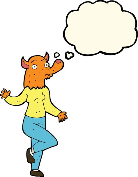 Cartoon Dancing Fox Woman With Thought Bubble 45194684 Png
