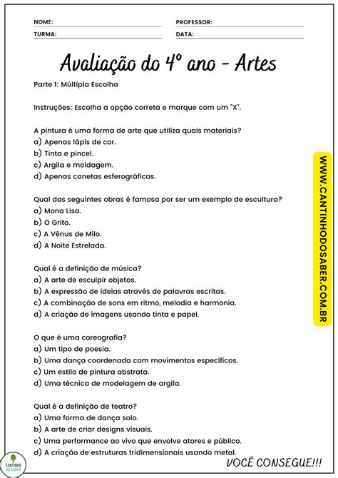 Avalia O De Artes Ano Bimestre Ensino Fundamental