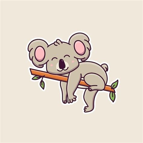 Coala de desenho animado bonito em um galho em ilustração vetorial vetor animal isolado estilo