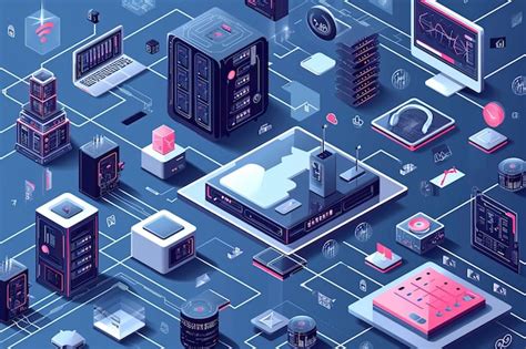 Premium Photo Concept Of Data Network Management Vector Isometric Map With Business Networking