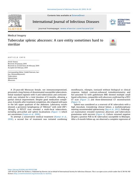 Pdf Tubercular Splenic Abscesses A Rare Entity Sometimes Hard To Sterilize