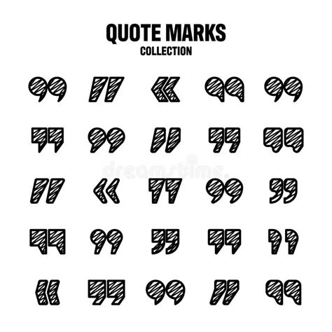 Hatched Text Quotation Marks Hand Drawn Quotes Icon Typographic