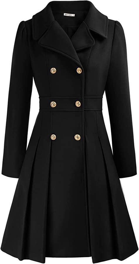Grace Karin Womens Trench Coat Notch Lapel Double Breasted Thick A
