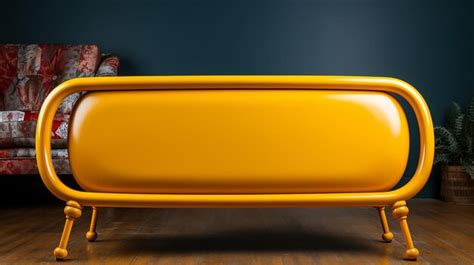 Premium Photo Bright Yellow Rectangular Frame On A Blue Background