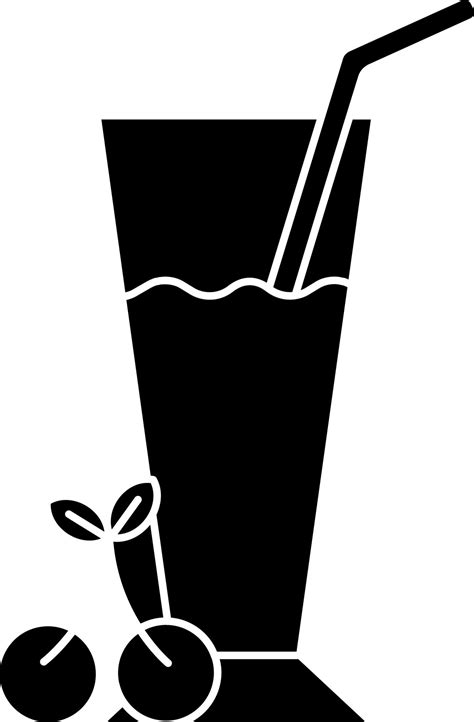 Cherry Glass Juice Icon In Black And White Color 24195397 Vector Art