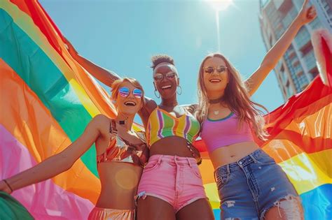 Premium Photo Group Of Friends Celebrating Lgbtq Pride Parade