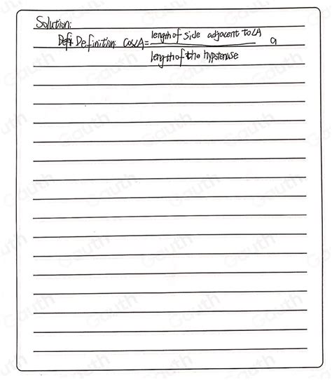Solved 4 The Correct Formula For Cosine Ratio Of ∠ A Is A Cos A Length Of Side Adjacent