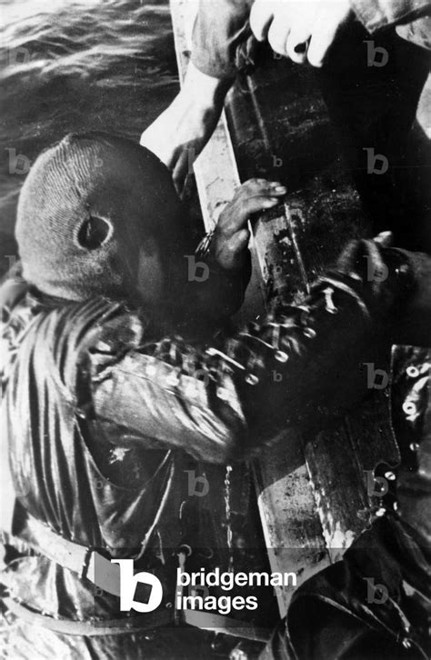 Image Of German Commando Frogman In World War Ii 1944 Bw Photo