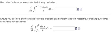 Solved Use Leibniz Rule Above To Evaluate The Following Chegg Com