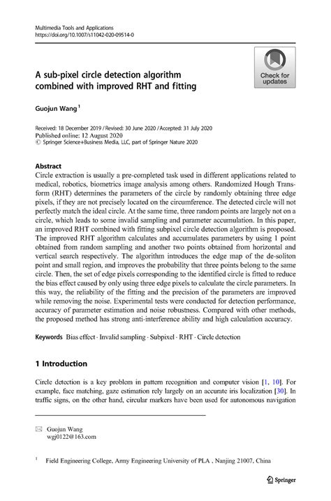 a sub pixel circle detection algorithm combined with improved rht and